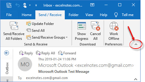 How to Show/Hide the Ribbon in Outlook - ExcelNotes