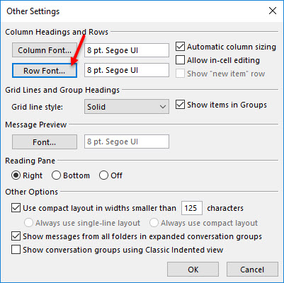 How to Change the Font or Font Size in the Message List in Outlook ...