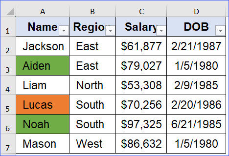 How to Filter a Data Range Based on Cell Color - ExcelNotes