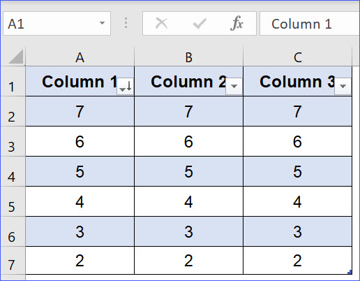 How to Sort a Table - ExcelNotes