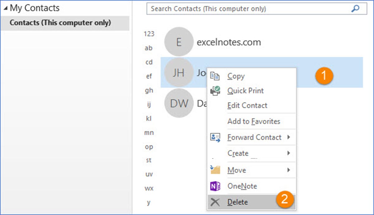 How To Delete A Contact In Outlook Excelnotes
