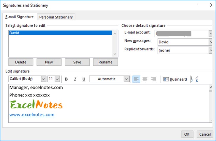 How to Create an Email Signature in Outlook - ExcelNotes