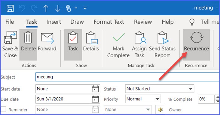 How to Create a Regenerating Task in Outlook - ExcelNotes