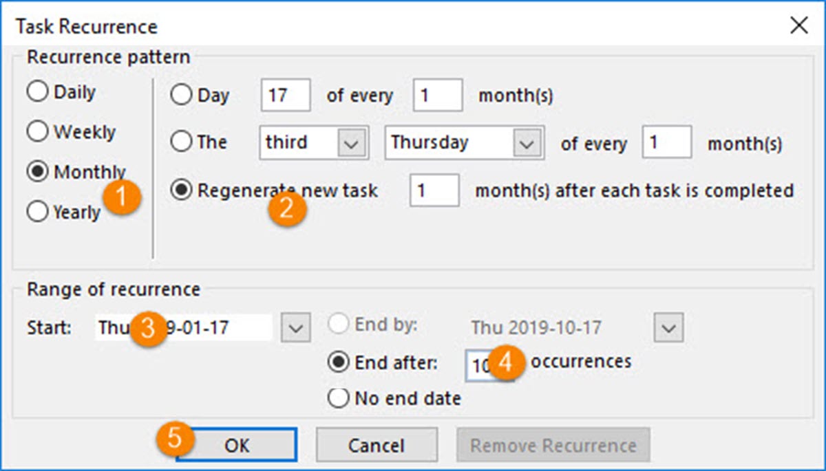 How to Create a Regenerating Task in Outlook - ExcelNotes