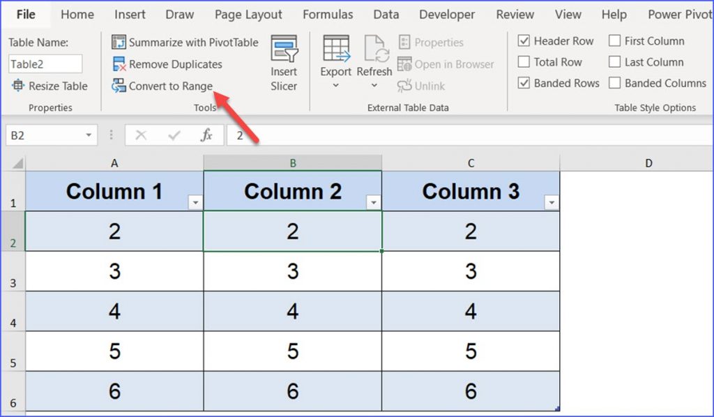 How To Convert A Table To The Data Range ExcelNotes