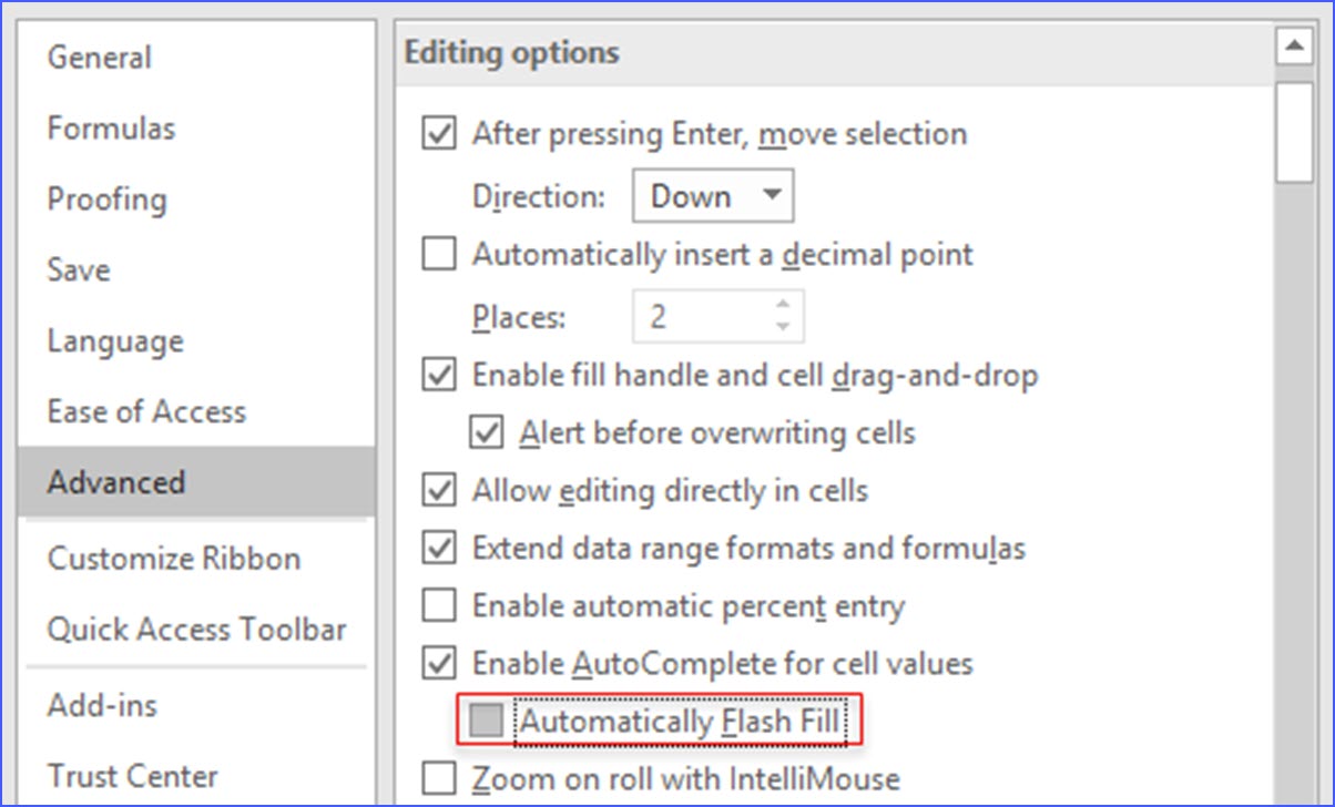 How to Disable Automatically Flash Fill - ExcelNotes