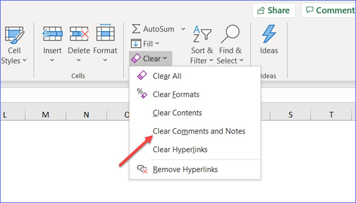 How to Clear Comments in a Data Range - ExcelNotes