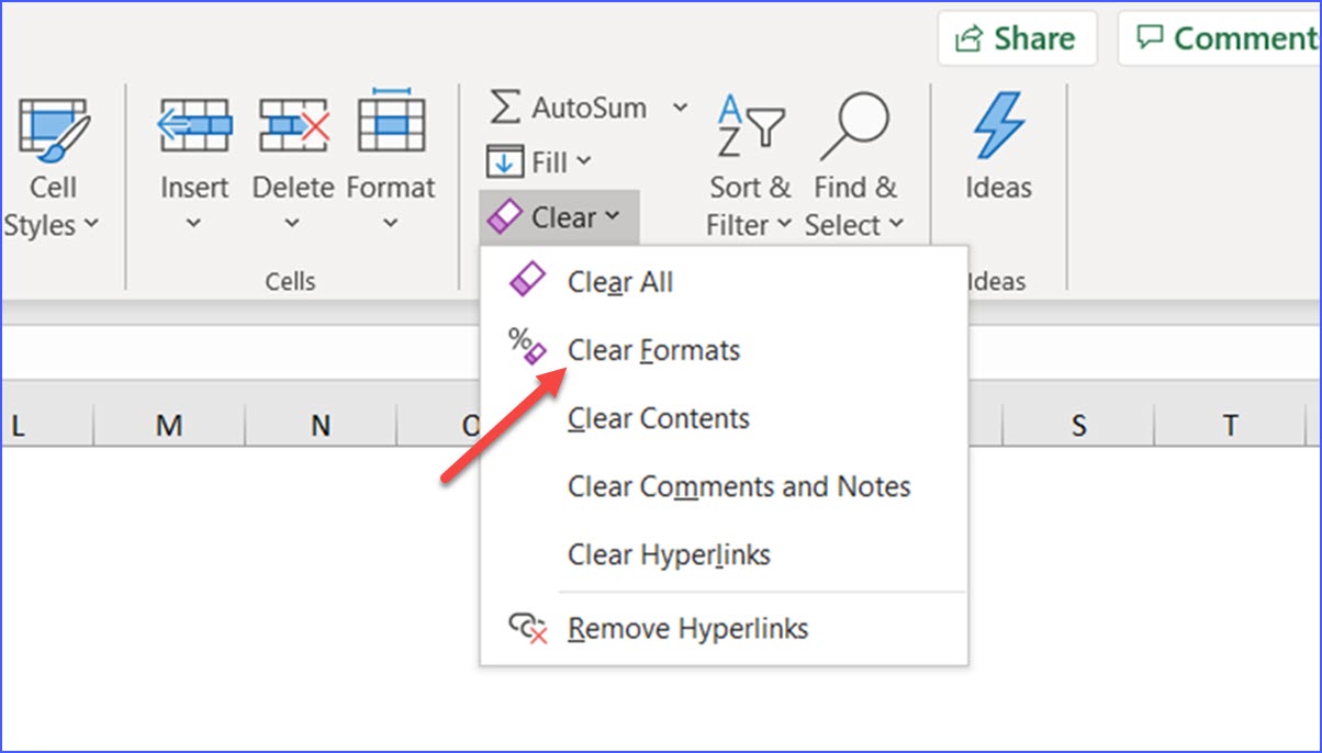 How to Clear All Formats in a Worksheet - ExcelNotes