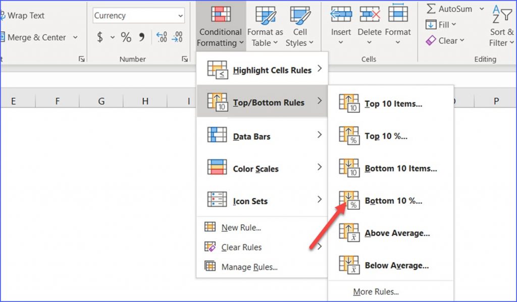 How to Highlight the Bottom 10% Items - ExcelNotes