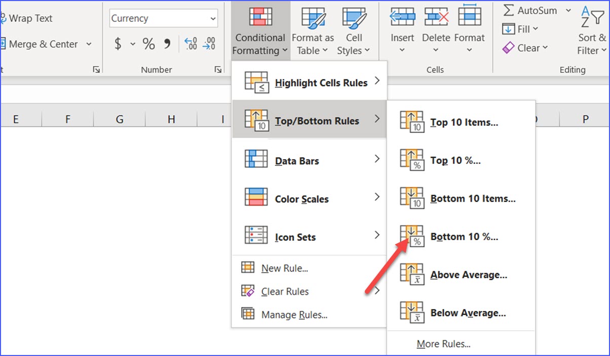 How to Highlight the Bottom 10% Items - ExcelNotes