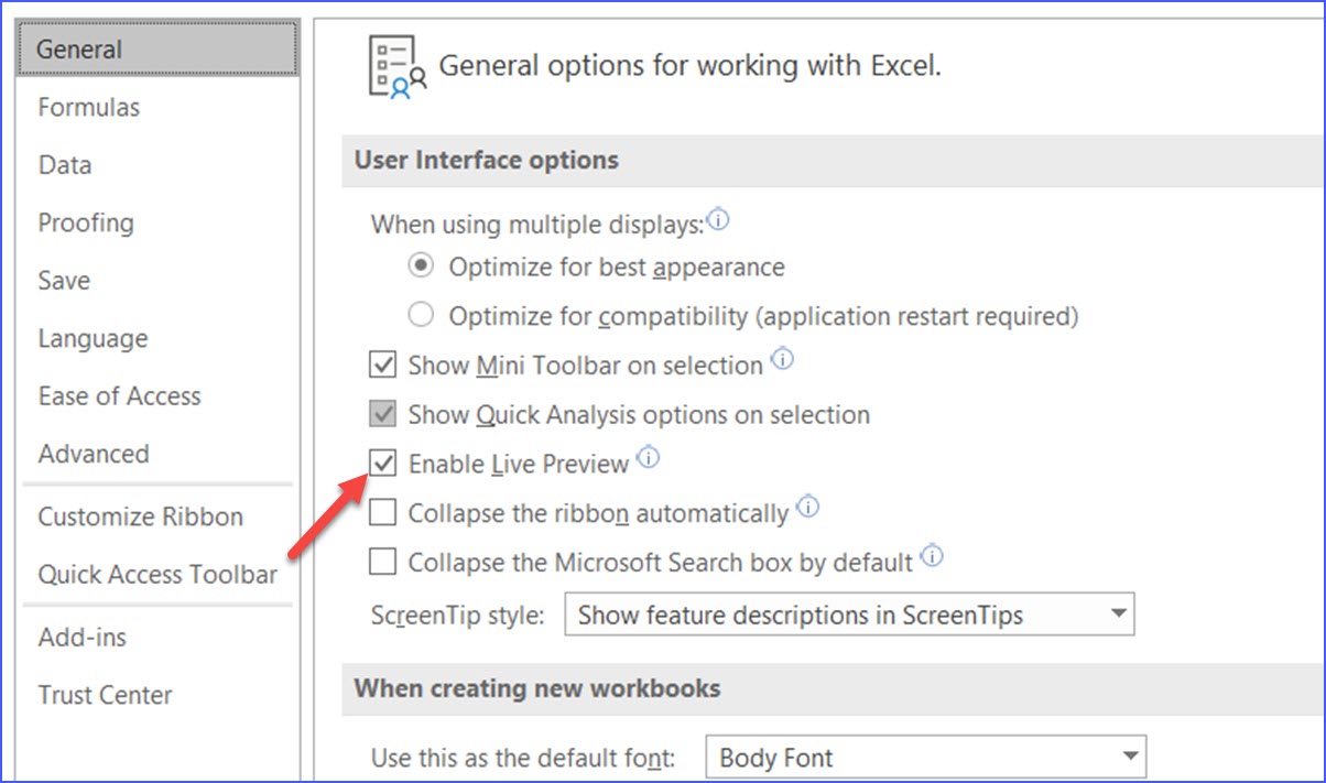 How to Disable Live Preview in Excel - ExcelNotes How to Disable Live Preview in Excel - ExcelNotes