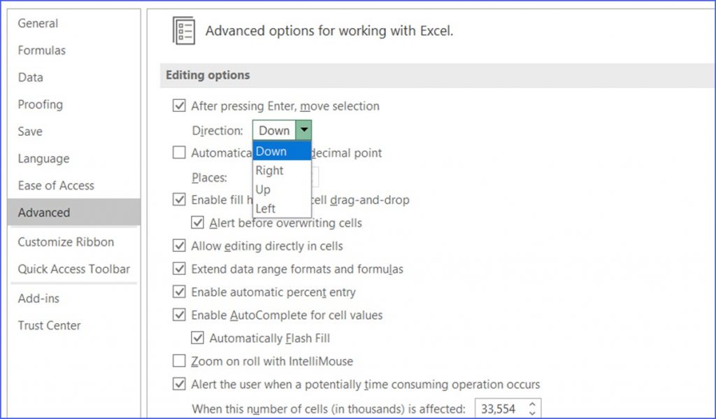 How To Move Cursor To Cell Below When Pressing Enter ExcelNotes