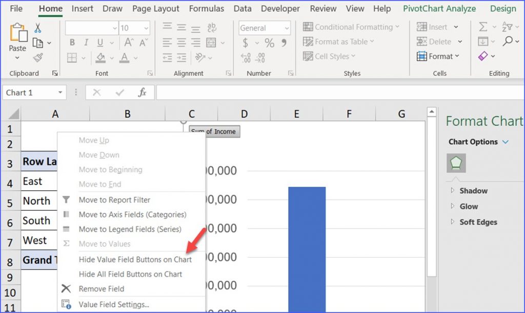 Pivot Chart Field Button Not Displaying All Words Or Text Excel Campus