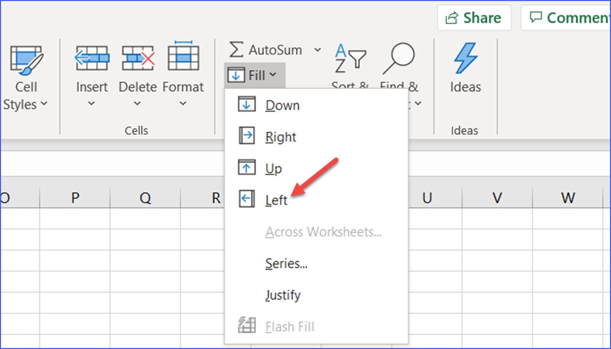 How to Fill Left - ExcelNotes