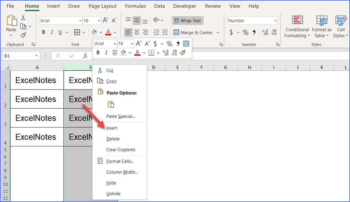 How To Insert An Empty Column ExcelNotes