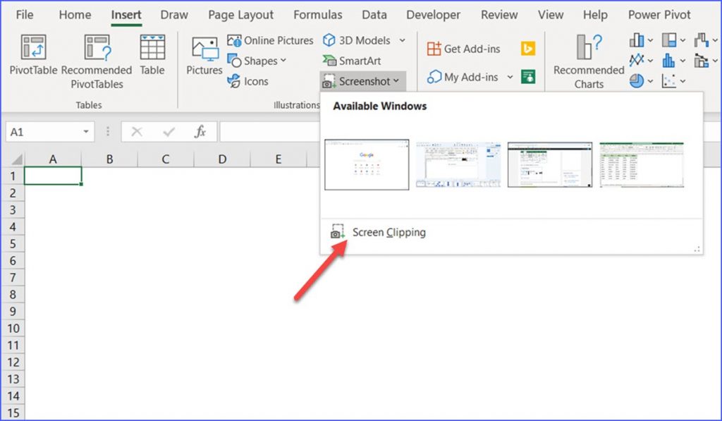 How To Use Screen Clipping To Grab A Picture ExcelNotes