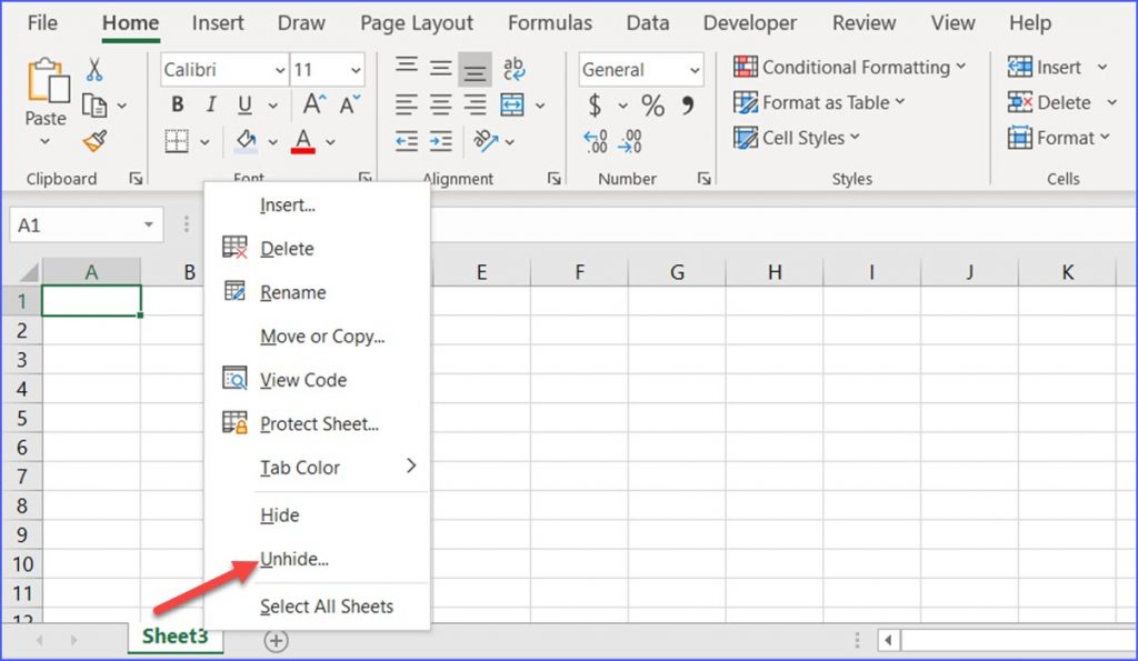 Hide And Unhide Worksheets And Workbooks In Excel 2007 2010 How To Unhide A Worksheet 