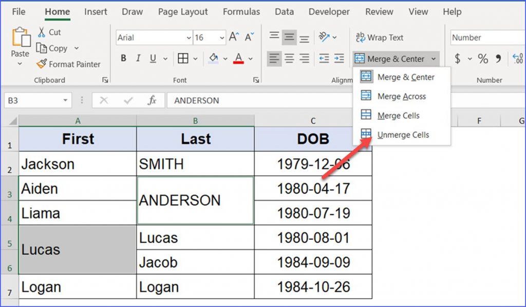 How To Unmerge Cells ExcelNotes