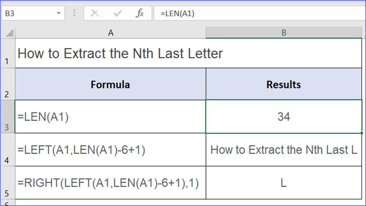 How to Extract the Nth Last Letter - ExcelNotes