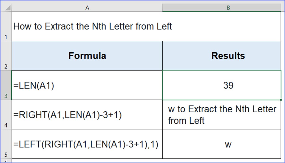 How to Extract the Nth Letter from Left - ExcelNotes