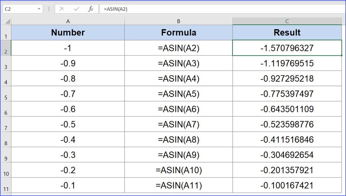 How To Use ASIN Function ExcelNotes