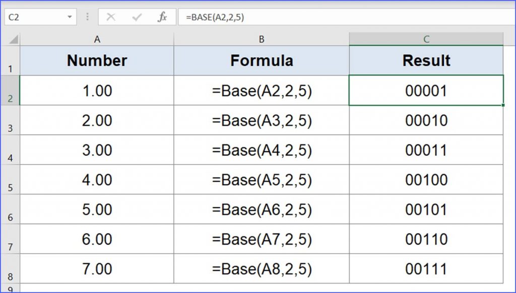 How To Use BASE Function ExcelNotes
