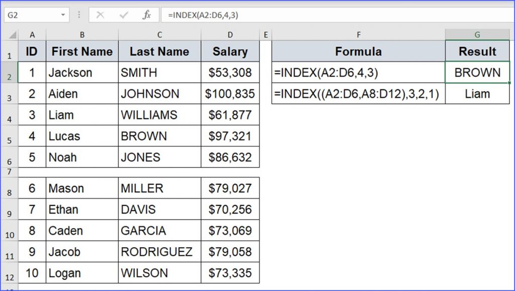 How to Use INDEX Function - ExcelNotes