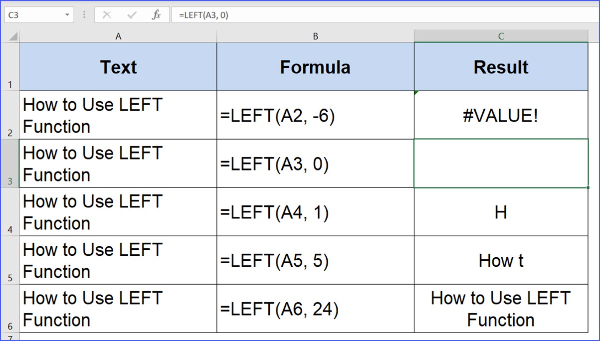 How To Use LEFT Function ExcelNotes