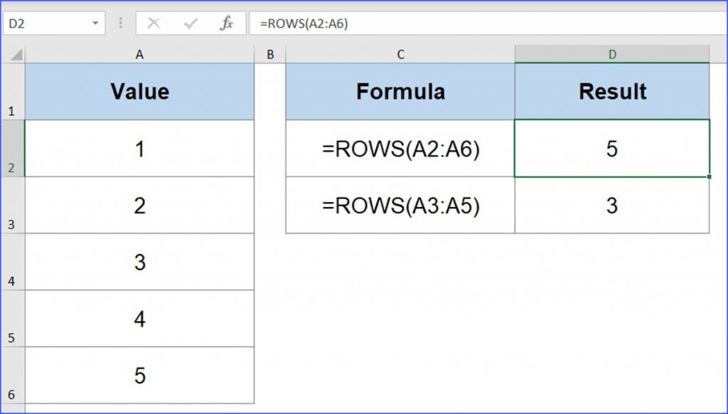 How to Use ROWS Function - ExcelNotes