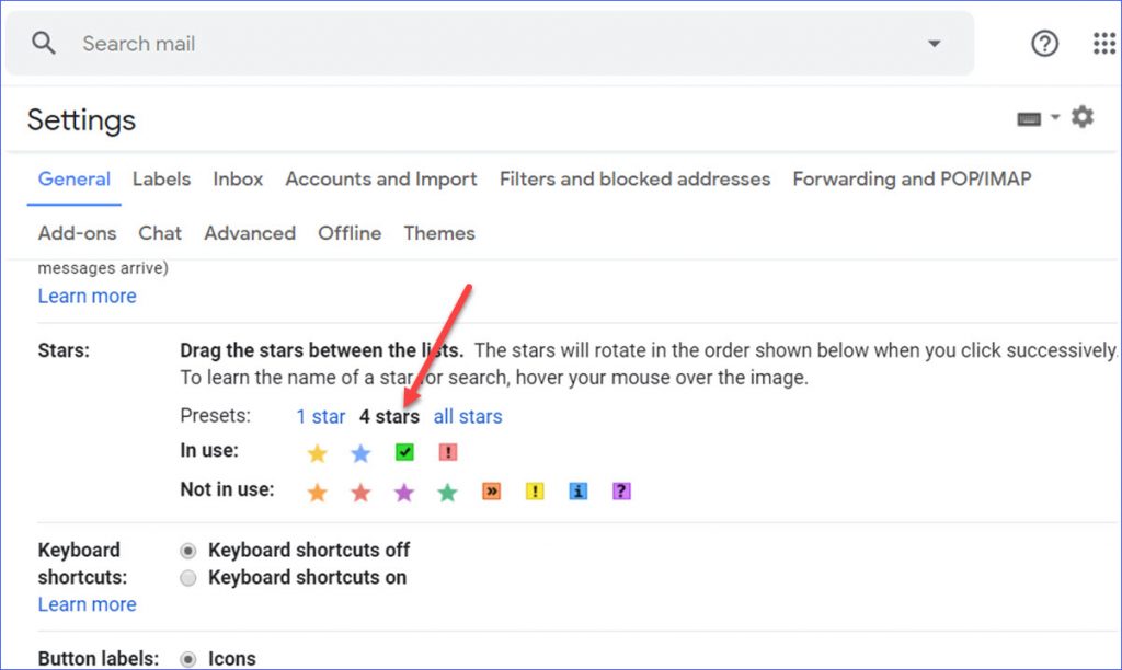 How to Add more Star Options in Gmail - ExcelNotes