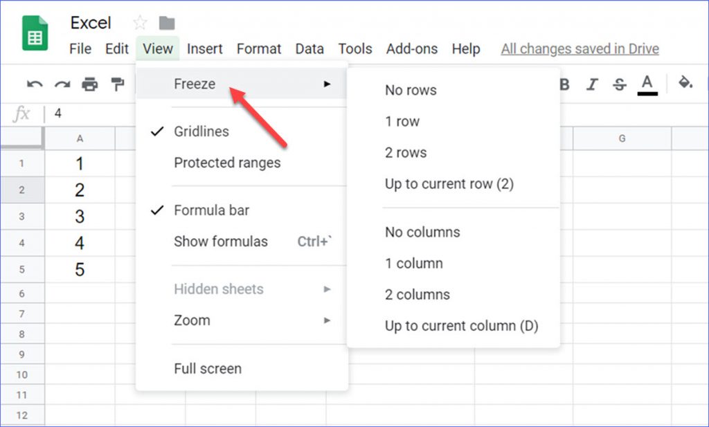 How to Freeze Rows or Columns in Google Sheets - ExcelNotes