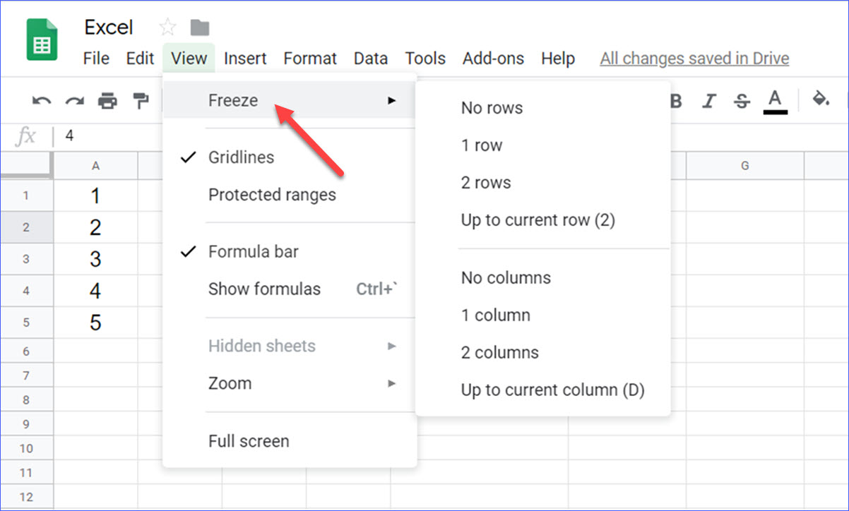 How to Freeze Rows or Columns in Google Sheets - ExcelNotes