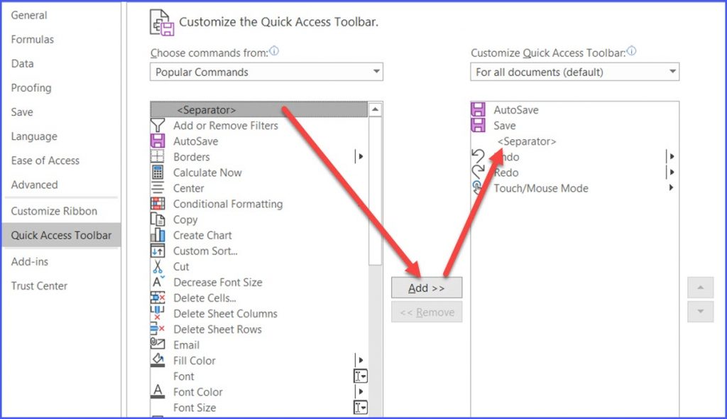 How To Group Commands By Adding A Separator Excelnotes