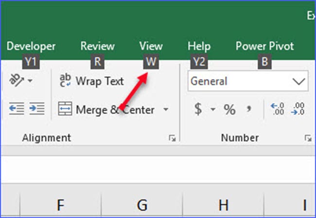Alt, W, P: Switch to Page Layout View - ExcelNotes