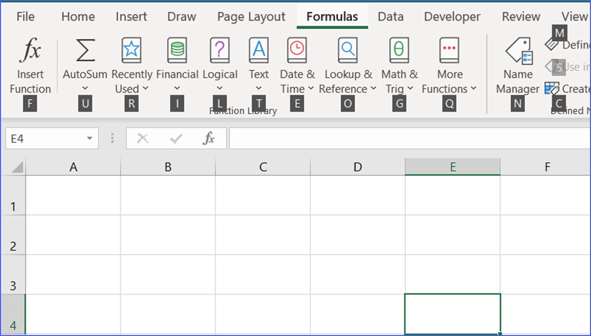 Alt+M: Go to the Formula Tab - ExcelNotes