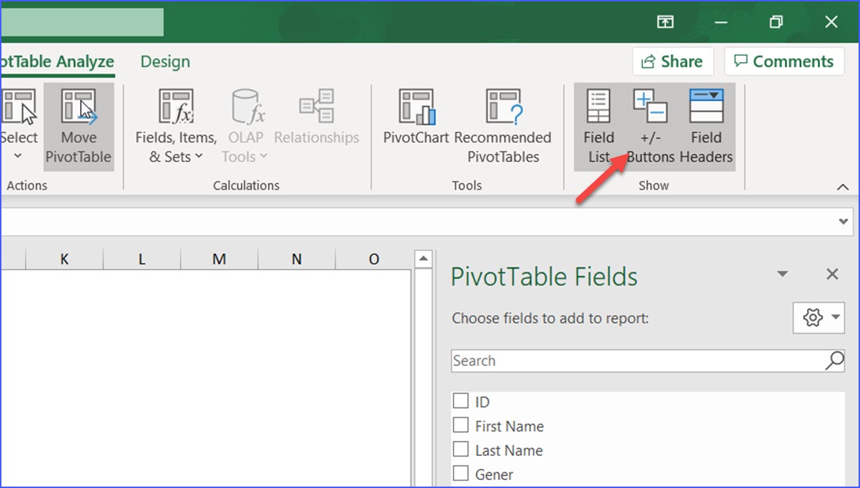How To Show Or Hide Expand Or Collapse Buttons In Pivot Table 