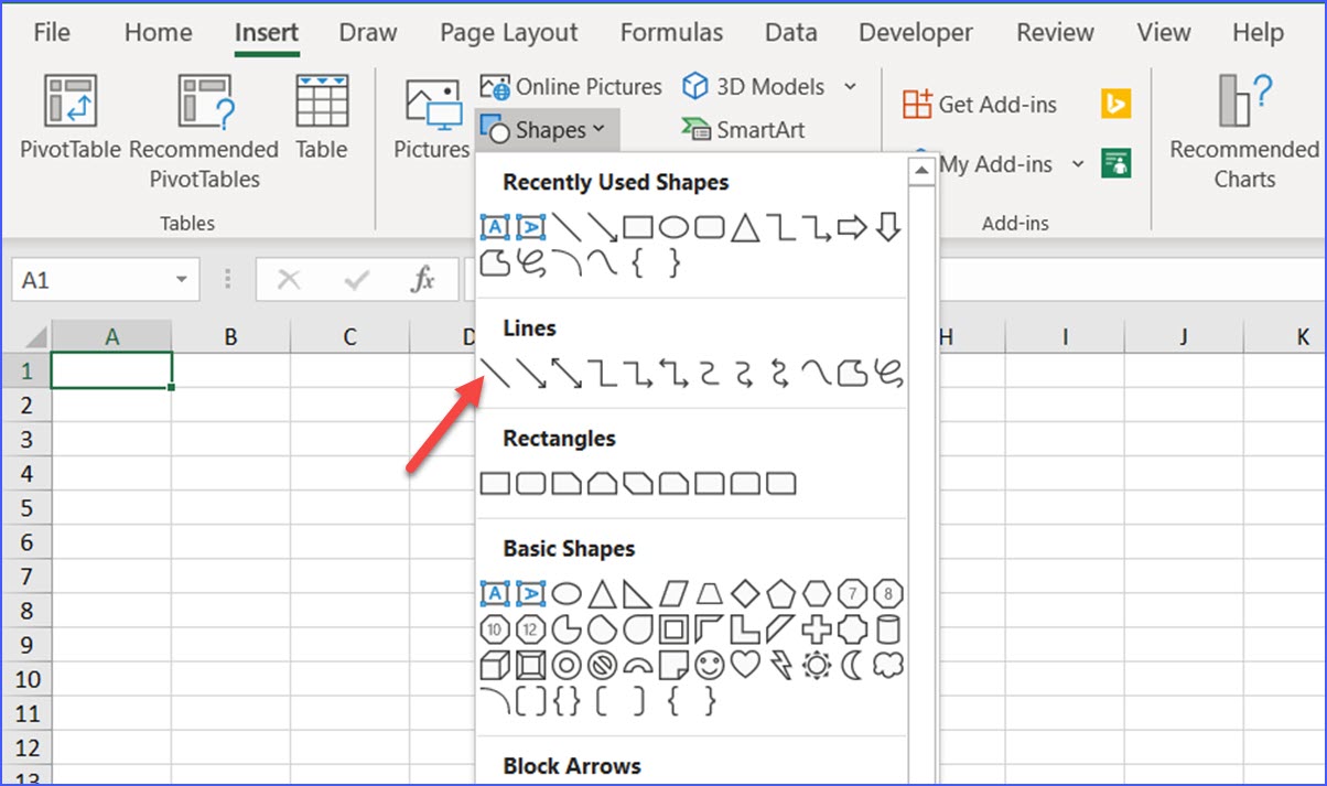 How To Draw A Straight Line In Excel Or Word ExcelNotes