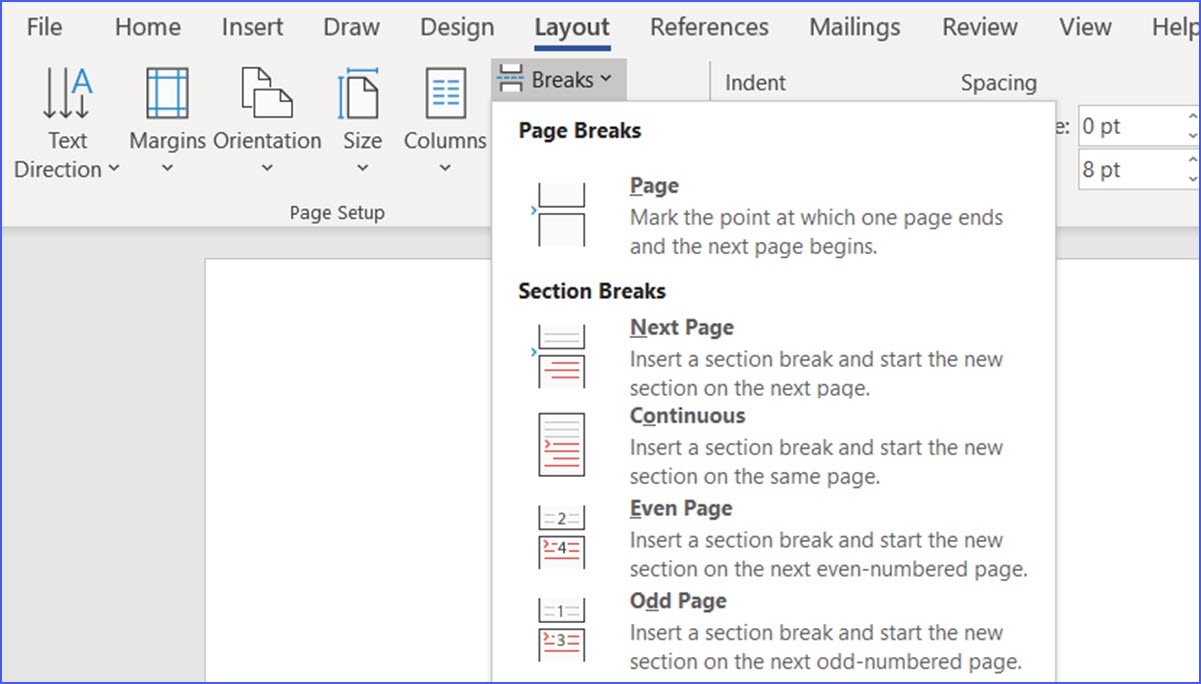 How to Insert a New Section in Word - ExcelNotes