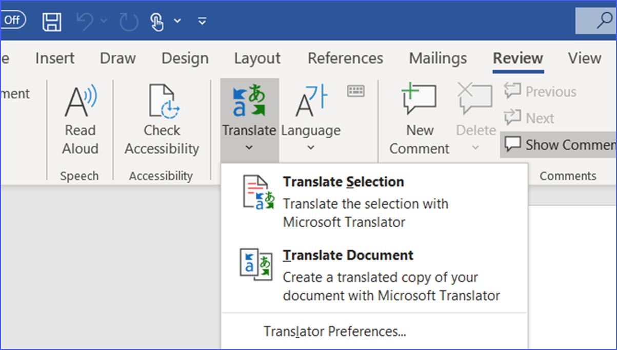 How to Translate Words or Paragraphs in Word - ExcelNotes