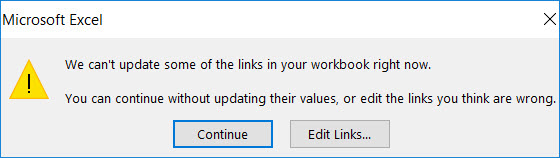 How To Disable Link Update Pop Up Message In Excel Excelnotes