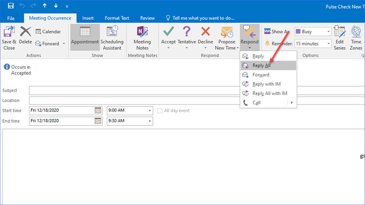How to Reply all Meeting Attendants in Outlook - ExcelNotes