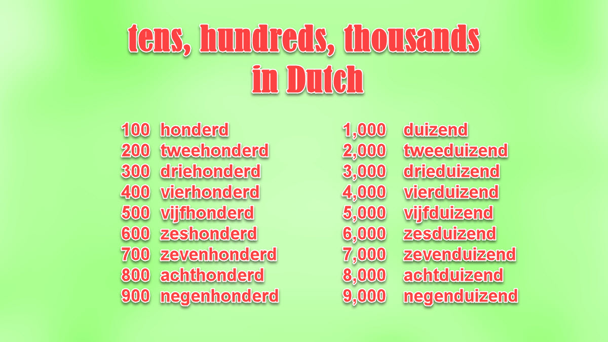 Tens, Hundreds, Thousands and Millions in Dutch - ExcelNotes