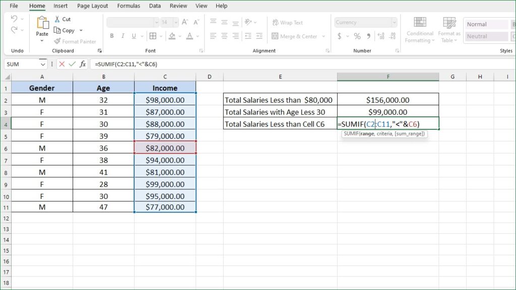 How To SUM Numbers Less Than ExcelNotes how-to-sum-numbers-less-than-excelnotes