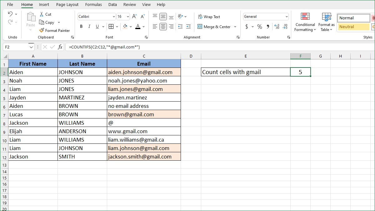 How To Count Emails From The Same Domain ExcelNotes