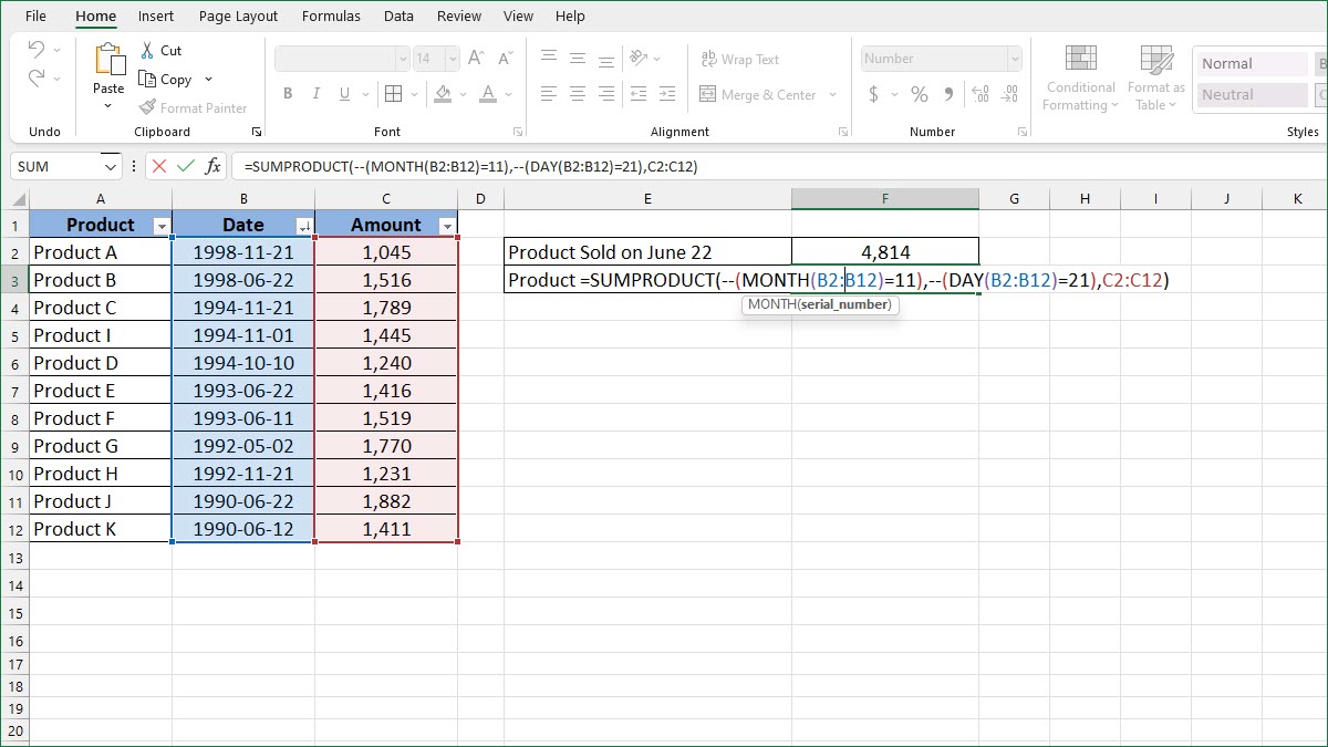 How To Sum Numbers On A Month And Day Excelnotes