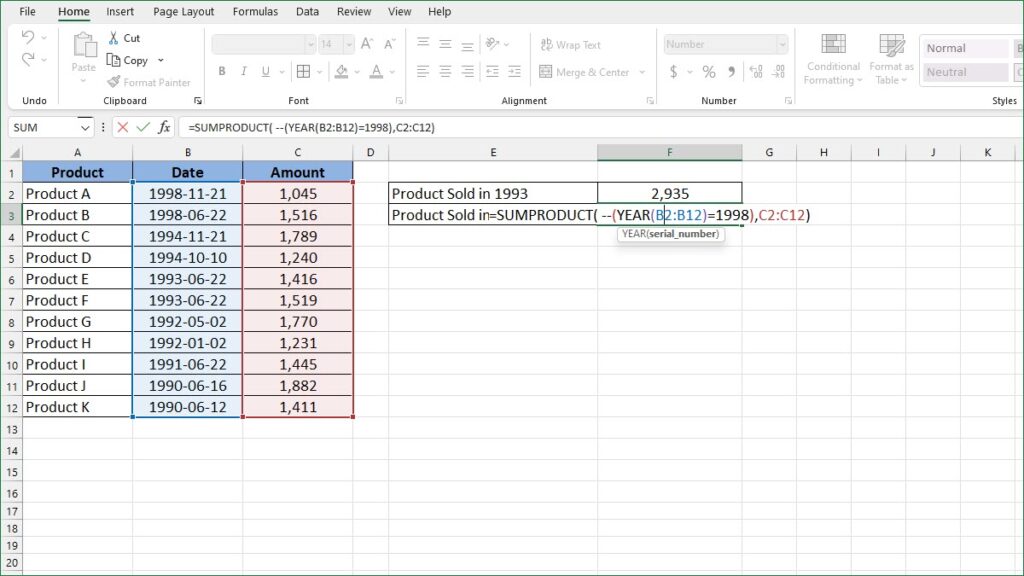 How To Sum Numbers In A Year ExcelNotes