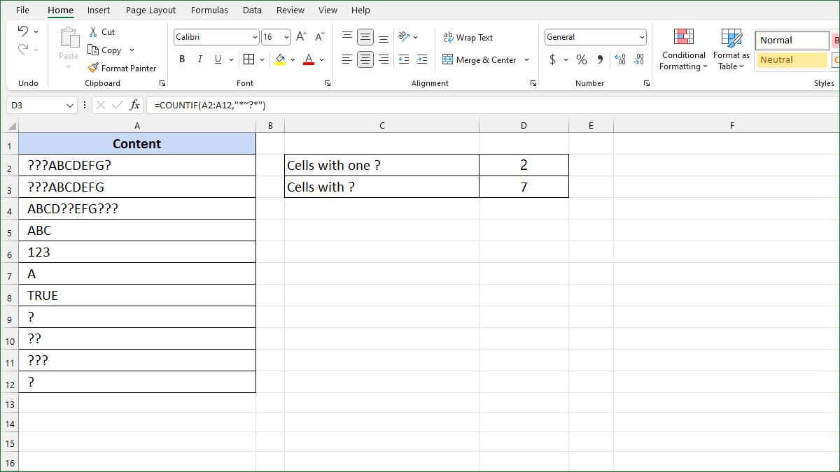 How To Count Cells With Question Marks Excelnotes