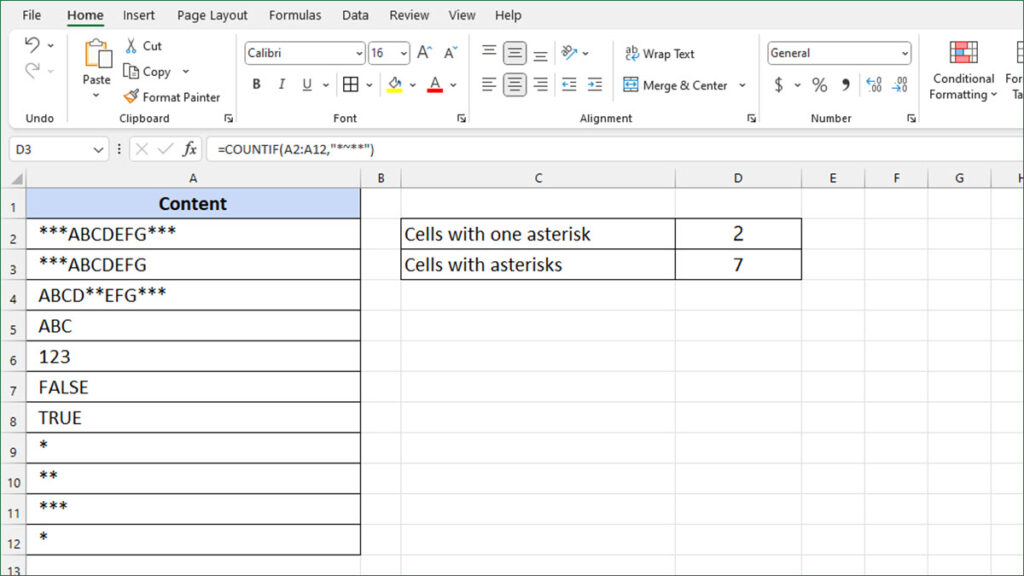 How To Count Cells With Asterisks ExcelNotes